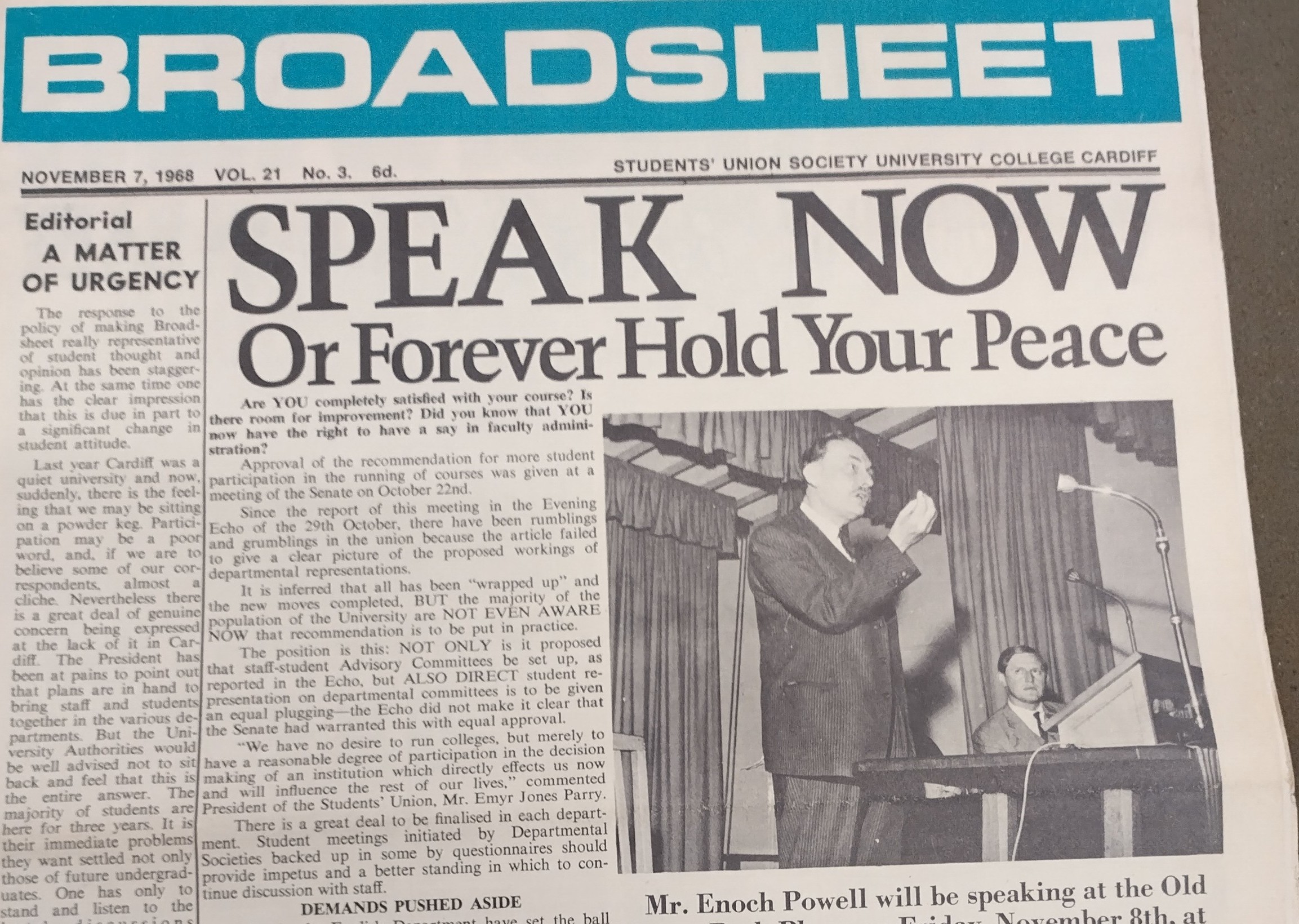 When Powell Came to Cardiff, Revisiting Enoch Powell’s Controversial ...